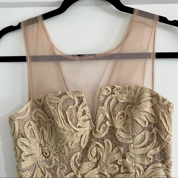 BCBGMaxAzria | Dresses | Bcbgmaxazria Abigail Mini Dress Embroidered Sheer Nude Champagne Size 2 ...